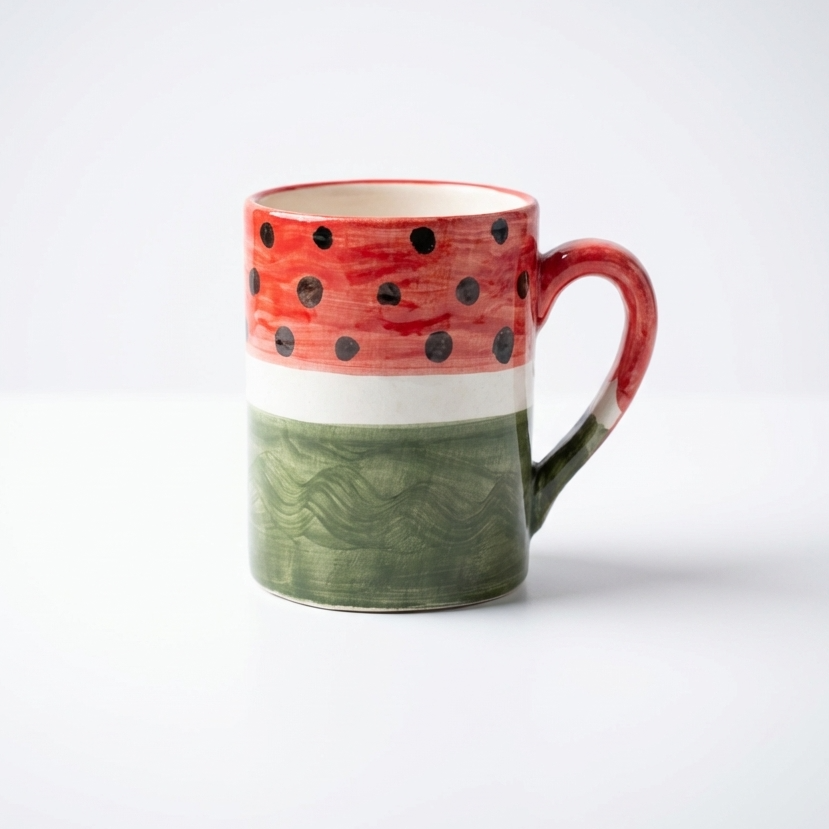 Watermelon Ceramic Mug – Hand-Painted by Palestinian Artisans | Made in ...